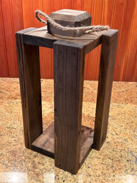 Rustic Candle Lantern - Walnut – The Creative Den Woodworking Company